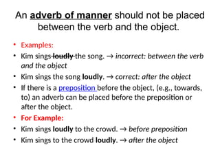 Grammar lesson on Adverb and Its types ( including exercise) | PPTX