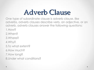 Adverb_Clause.ppt presentation for advanced learning | PPT