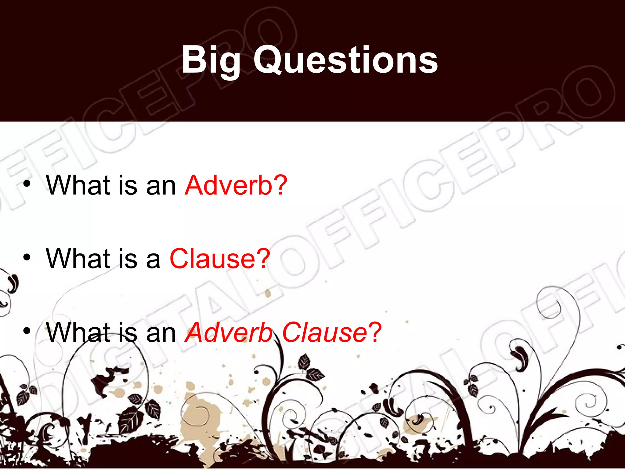 Adverb clauses powerpoint (ms standard 4c4) | PPT