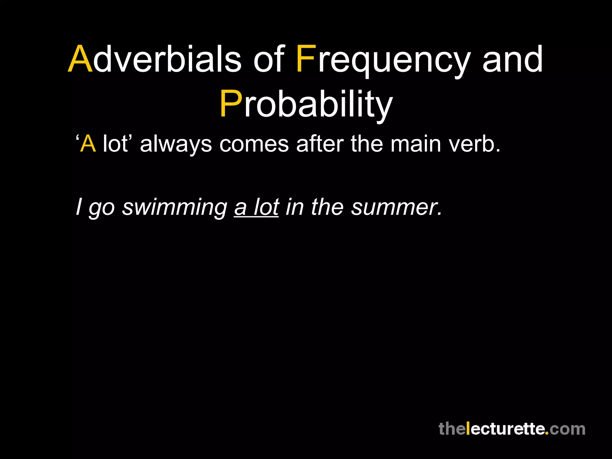 Adverbials of Frequency and Probability | PPT