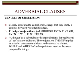 ADVERBIAL CLAUSES WITH EXERCISES AND EXAMPLES | PPT