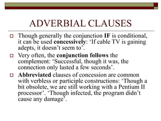ADVERBIAL CLAUSES WITH EXERCISES AND EXAMPLES | PPT