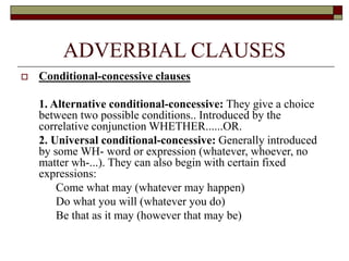 ADVERBIAL CLAUSES WITH EXERCISES AND EXAMPLES | PPT