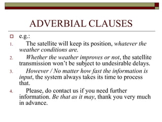 ADVERBIAL CLAUSES WITH EXERCISES AND EXAMPLES | PPT