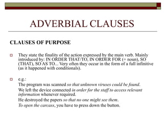 ADVERBIAL CLAUSES WITH EXERCISES AND EXAMPLES | PPT
