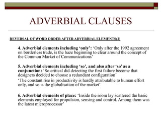 ADVERBIAL CLAUSES WITH EXERCISES AND EXAMPLES | PPT