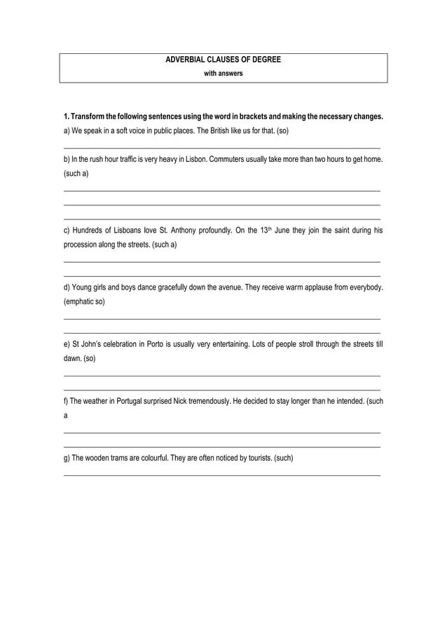 Adverbial clauses of degree | PDF