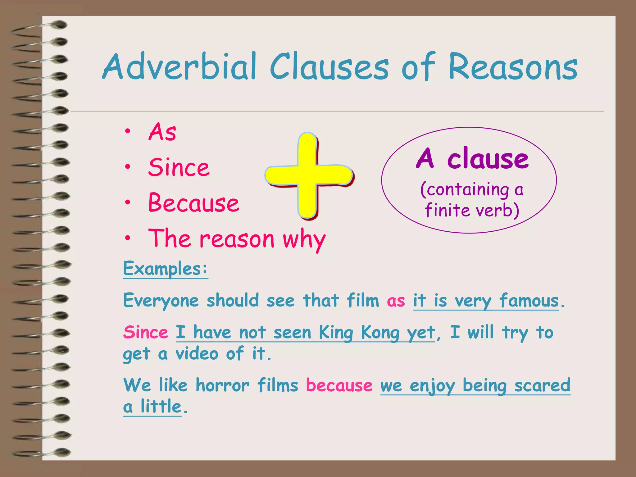 Adverbial clauses of reason | PPT