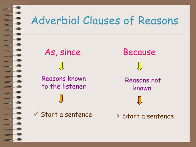 Adverbial clauses of reason | PPT