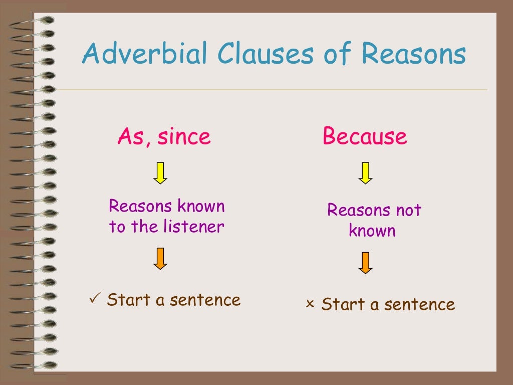 Adverbial Clauses Of Reason