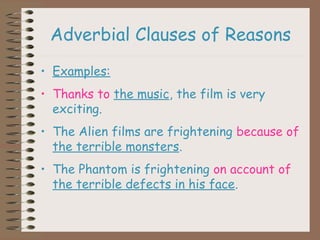 Adverbial clauses of reason | PPT
