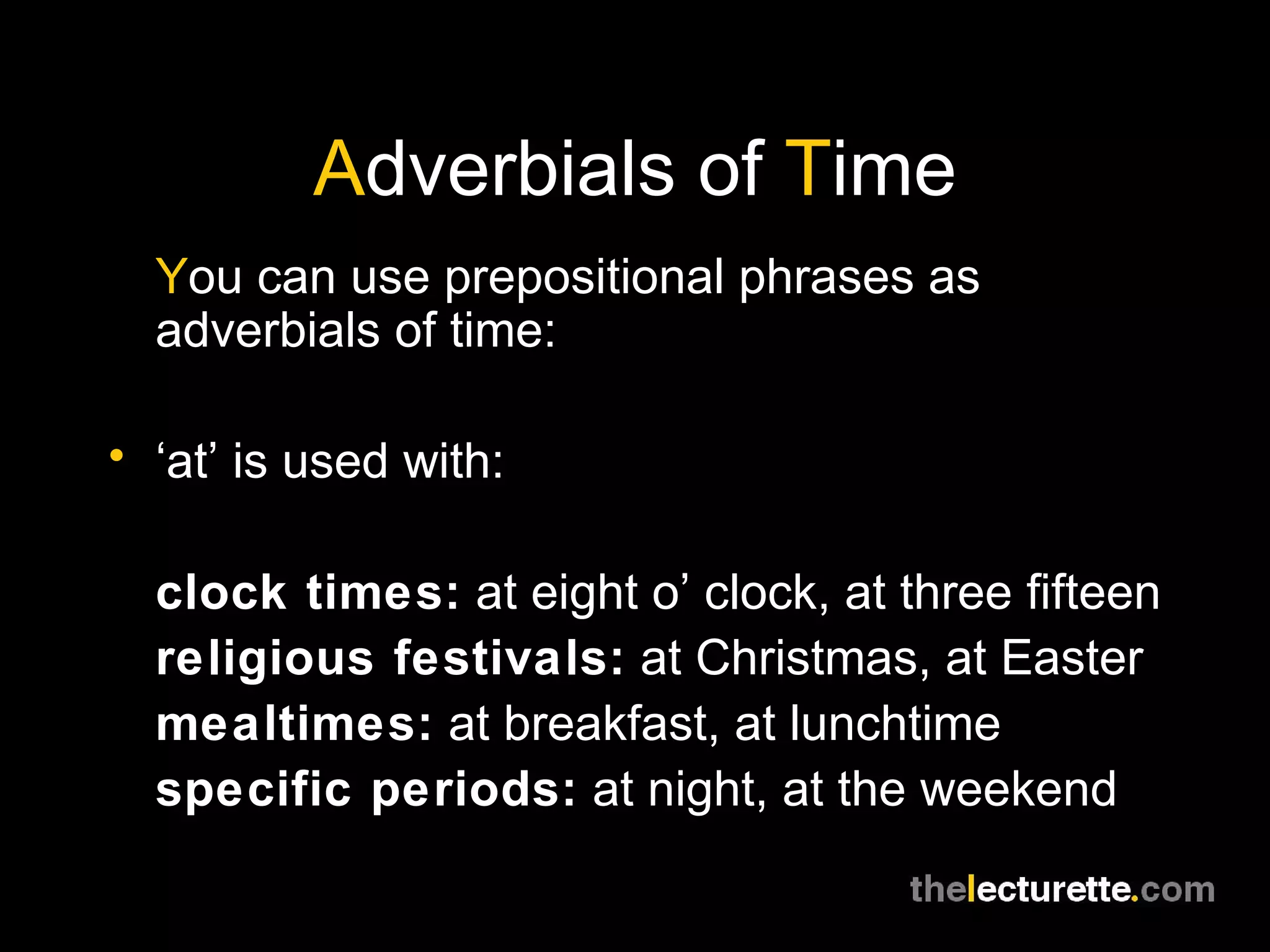 Adverbials of Time | PPT