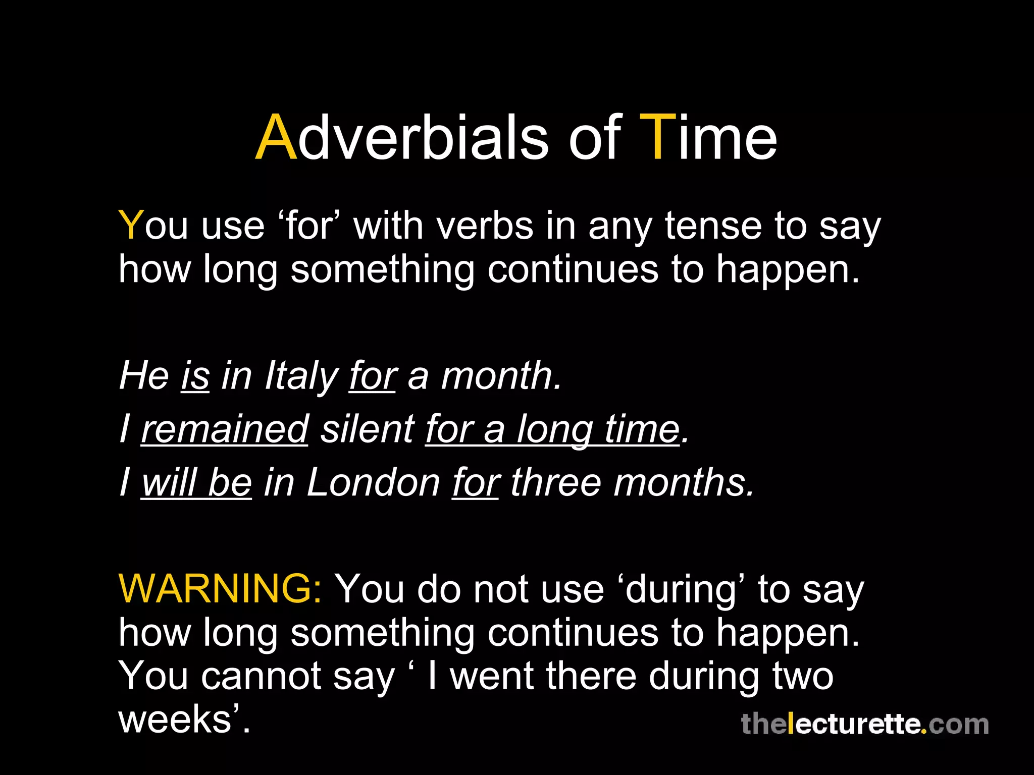 Adverbials of Time | PPT
