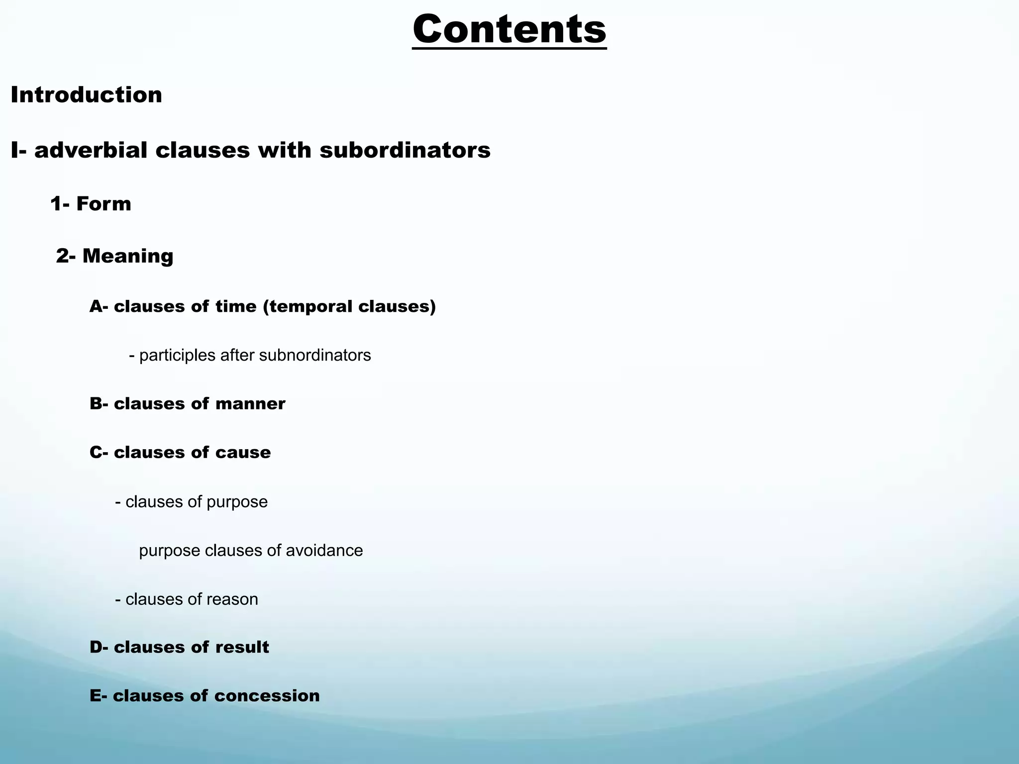 Adverbial subordinate clauses | PPT