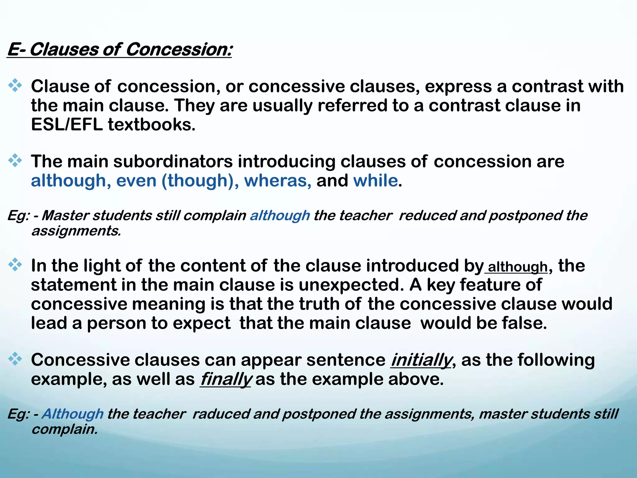 Adverbial subordinate clauses | PPT