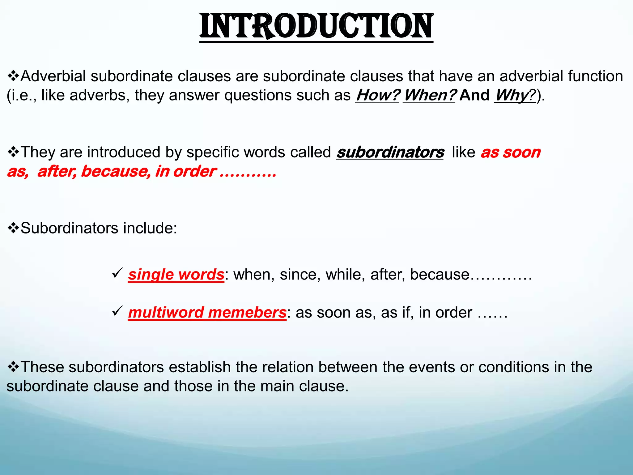 Adverbial subordinate clauses | PPTX