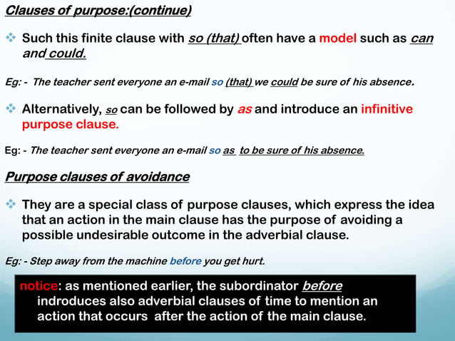 Adverbial subordinate clauses | PPT
