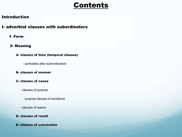 Adverbial subordinate clauses | PPT