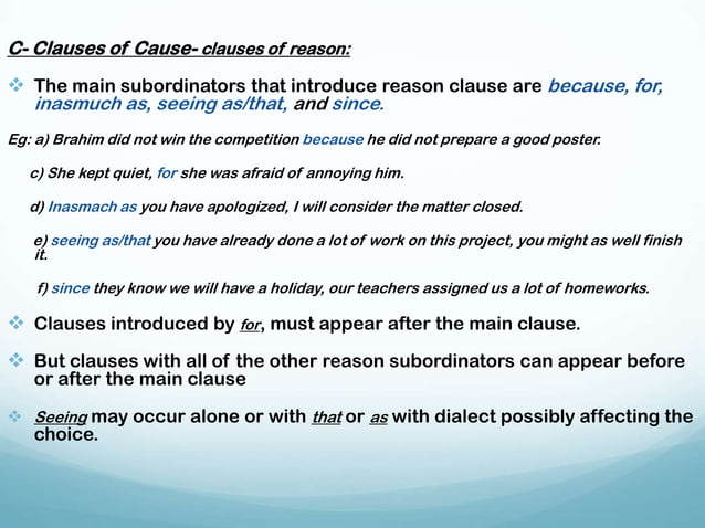 Adverbial subordinate clauses | PPT