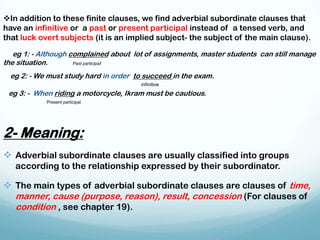 Adverbial subordinate clauses | PPT