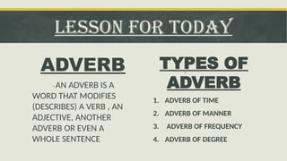 ADVERB OF MANNER PPT.pptx for grad 11 english class | PPT