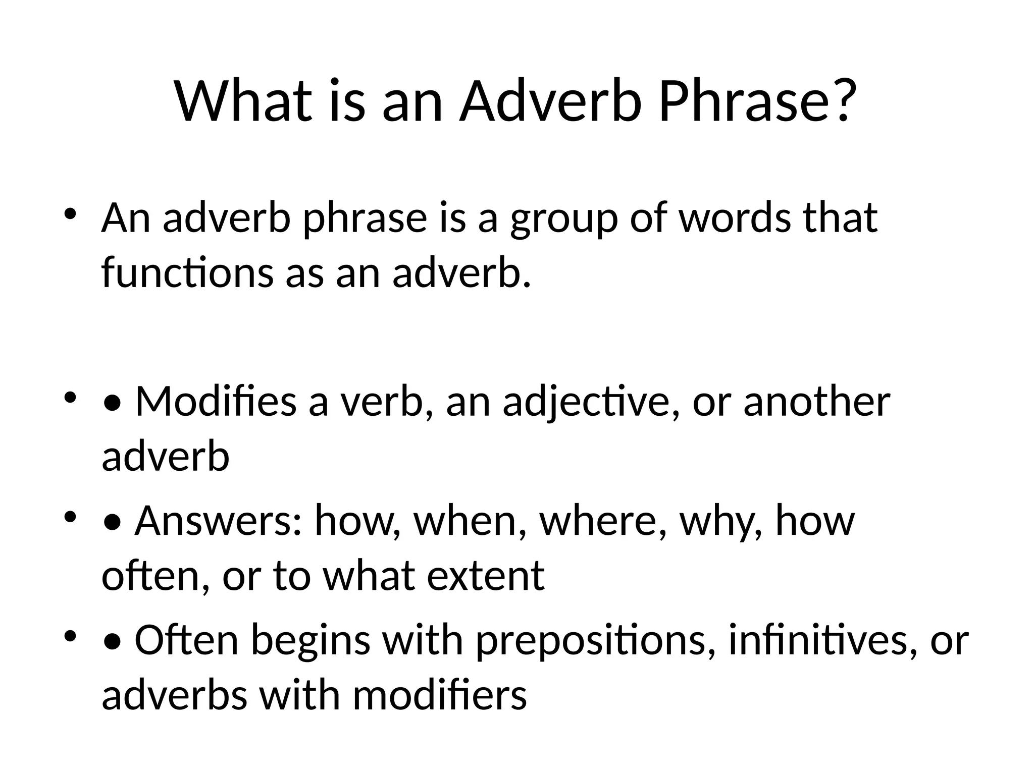 ADVERB PHRASE LESSON POWERPOINT PRESENTATION | PPTX