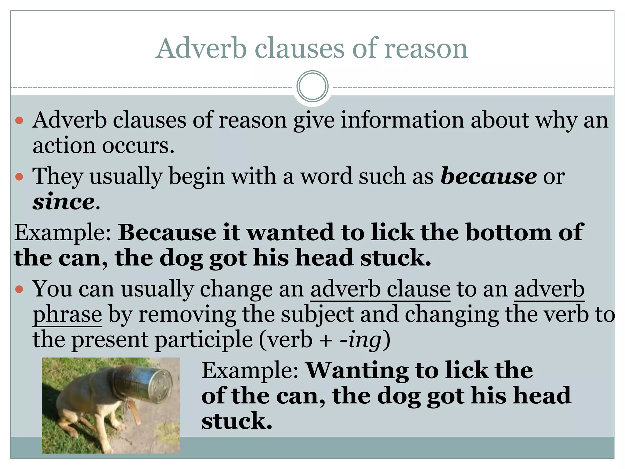 Adverb phrases of reason | PPTX