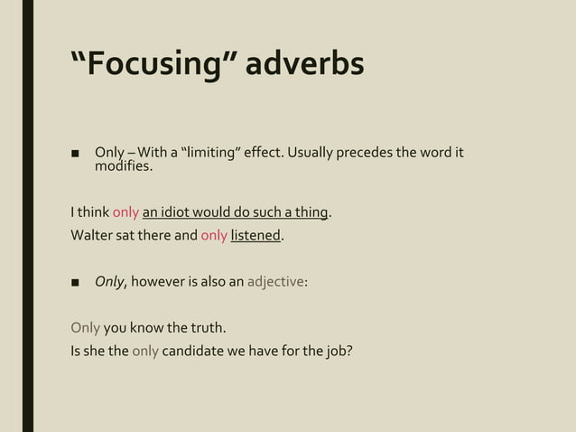Adverbs -Definition, types, common postions and frequent uses | PPT