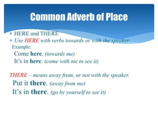 ADVERBS of manner, place, time, and frequency | PPTX