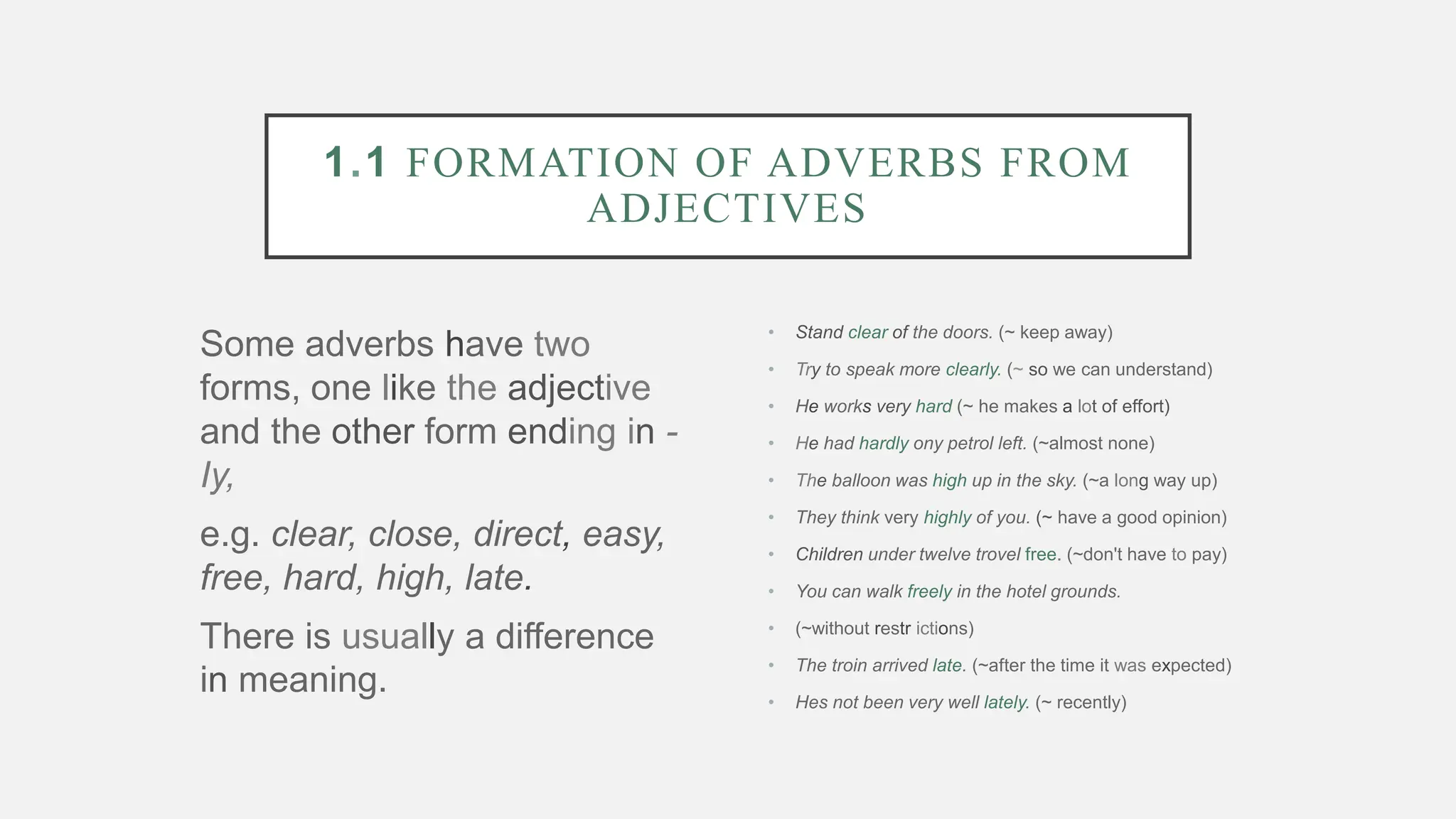 Formation of adverbs from adjectives and intensifiers | PPTX