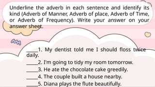 Adverb of Narration and Activities for Grade 8 English | PPTX