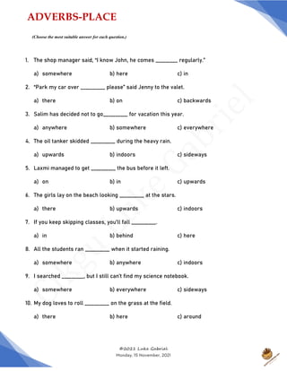 Adverbs Of Place | PDF