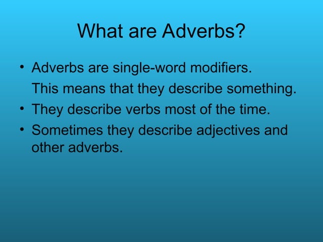 Adverbs PowerPoint Presentation English Lesson | PPT