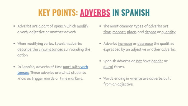 Adverbs in Spanish Presentation for teaching | PPT