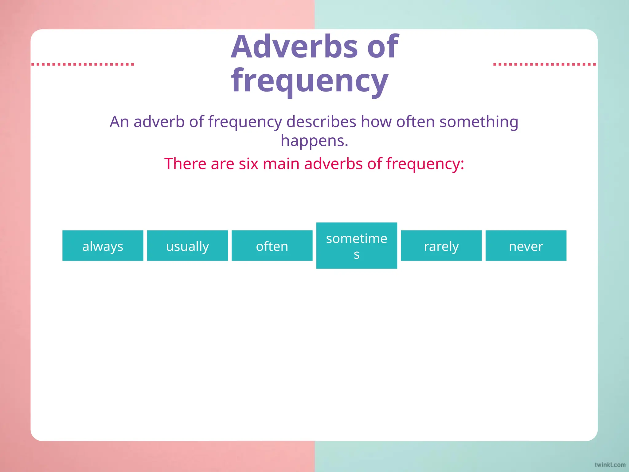 Adverbs of frequency Grammar Topic to explain | PPTX