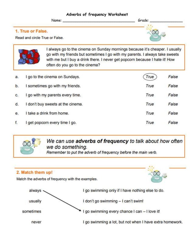Adverbs of frequency worksheet | PDF