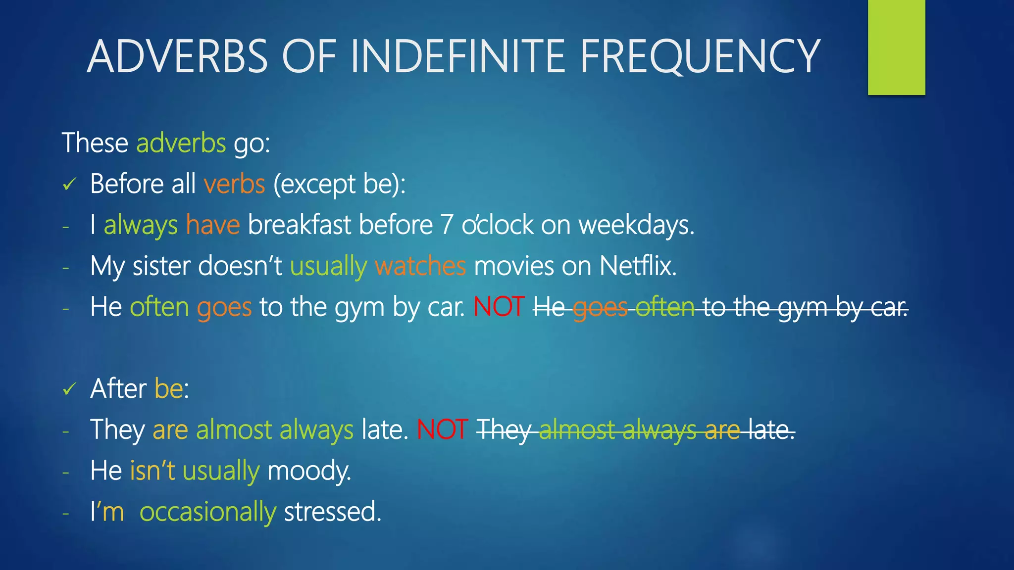 Adverbs of indefinite frequency | PPTX