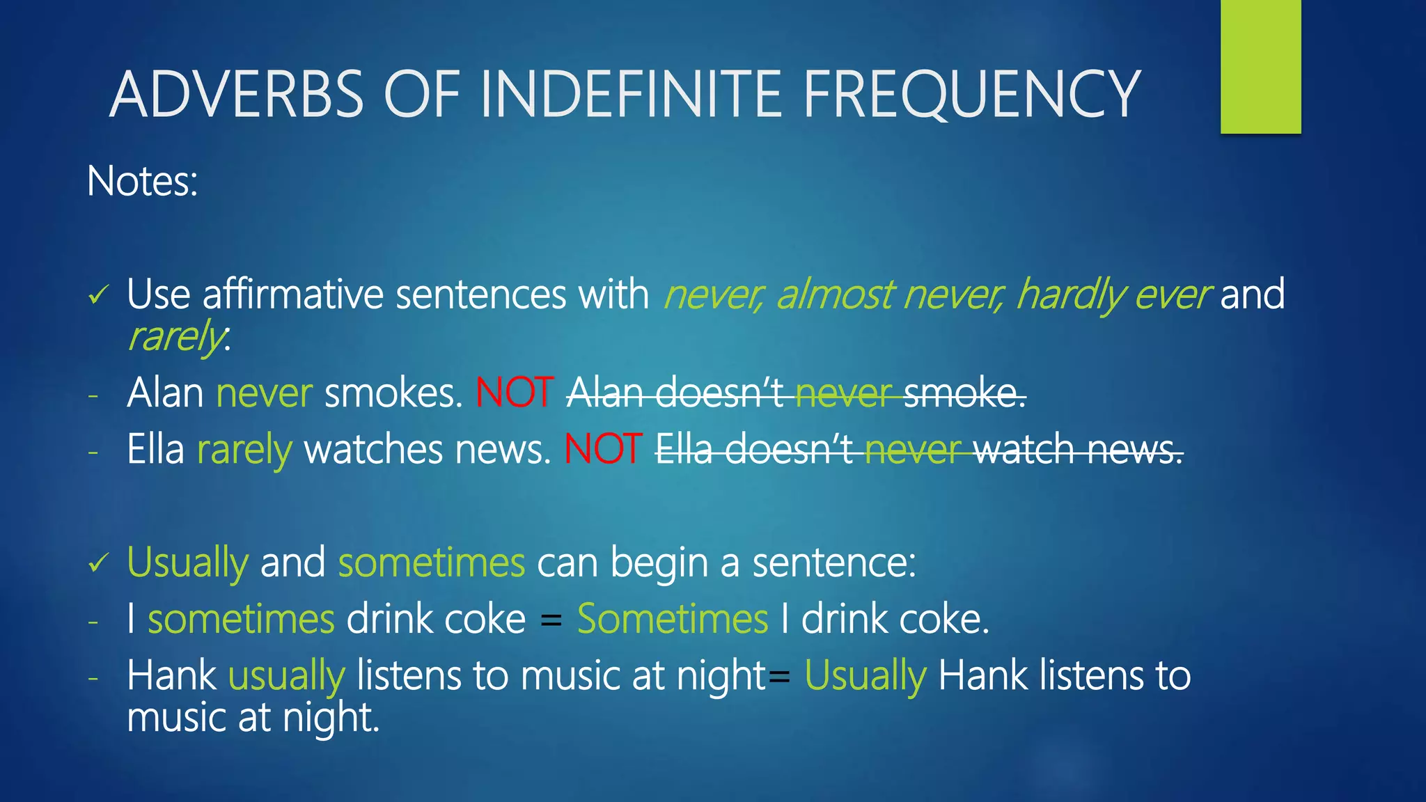 Adverbs of indefinite frequency | PPTX