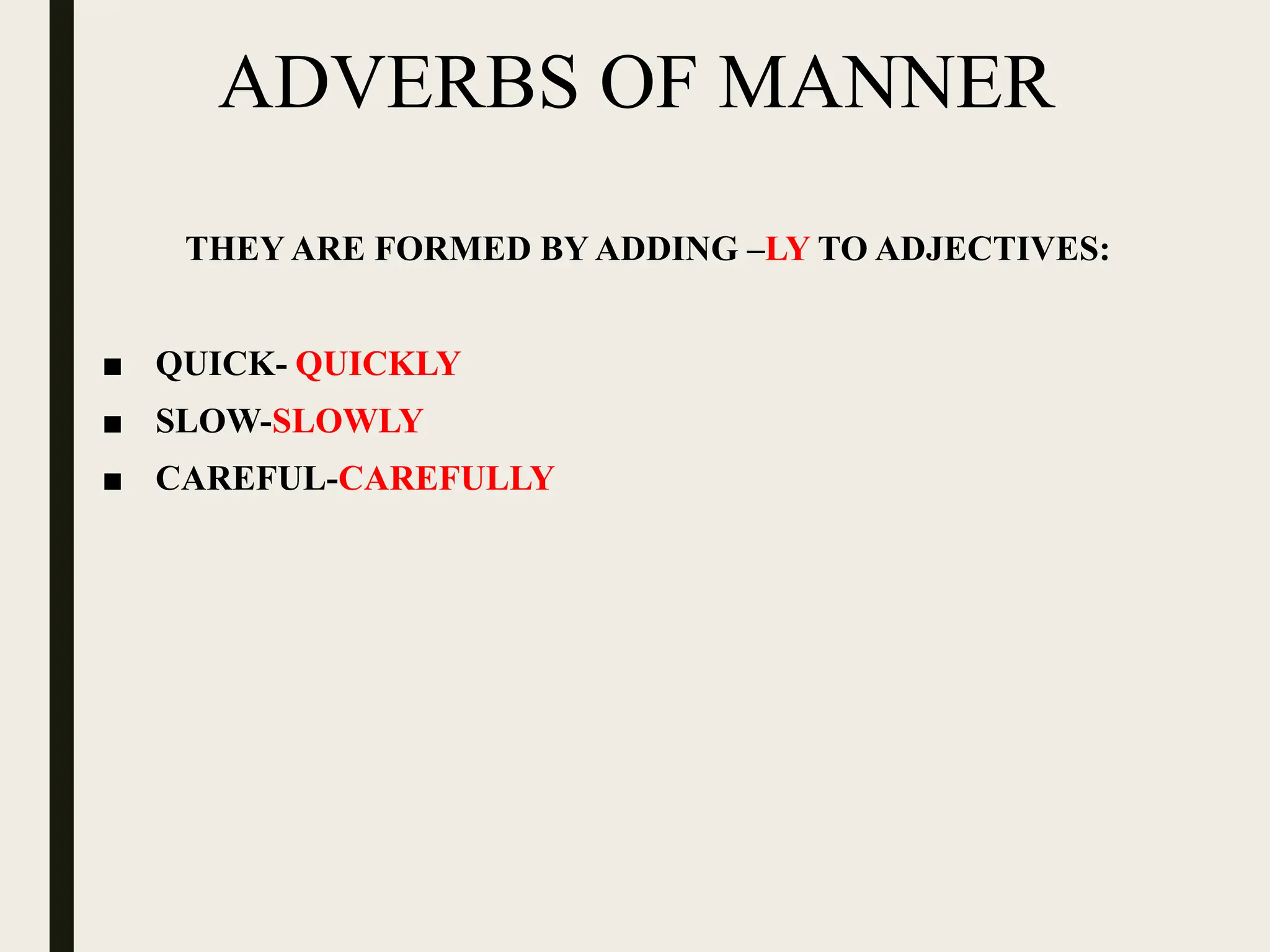 ADVERBS OF MANNER - Learn abou adverbs of manner | PPT