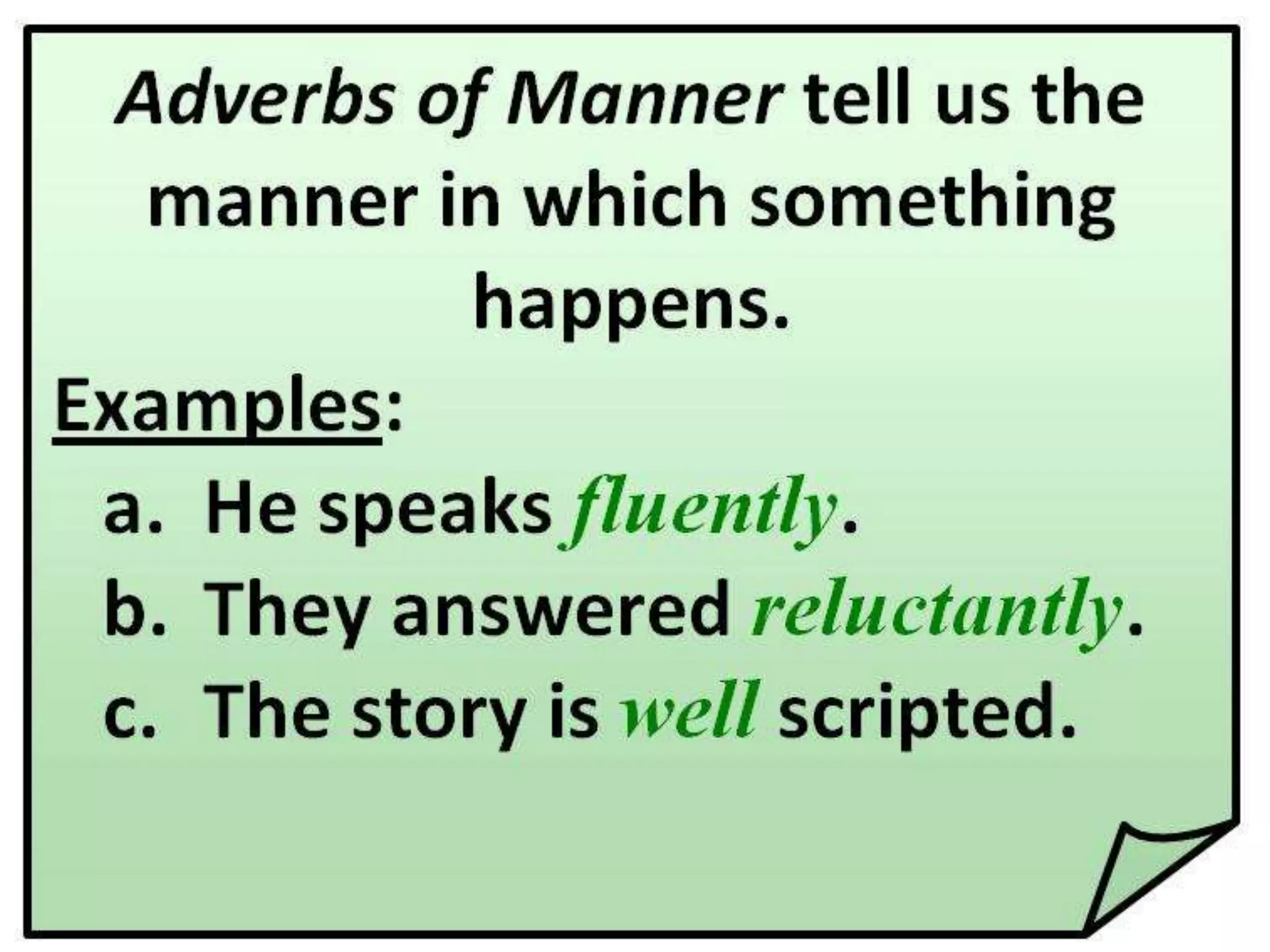 Adverbs of manner (2) | PPTX