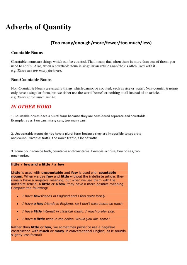 Adverbs of Quantity in English (Full learning)