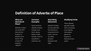 Adverbs of time and place in English for grammar | PPTX