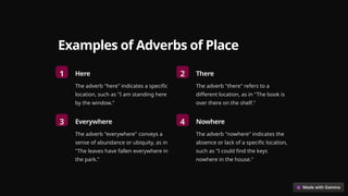 Adverbs of time and place in English for grammar | PPTX