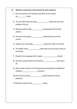 Adverbs worksheet | PDF