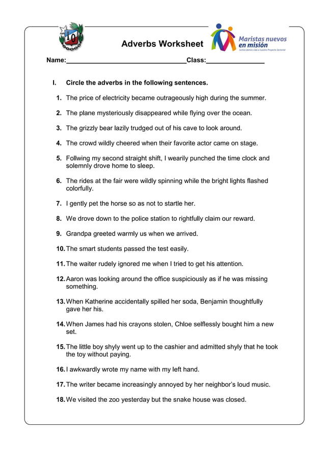 Adverbs worksheet | PDF