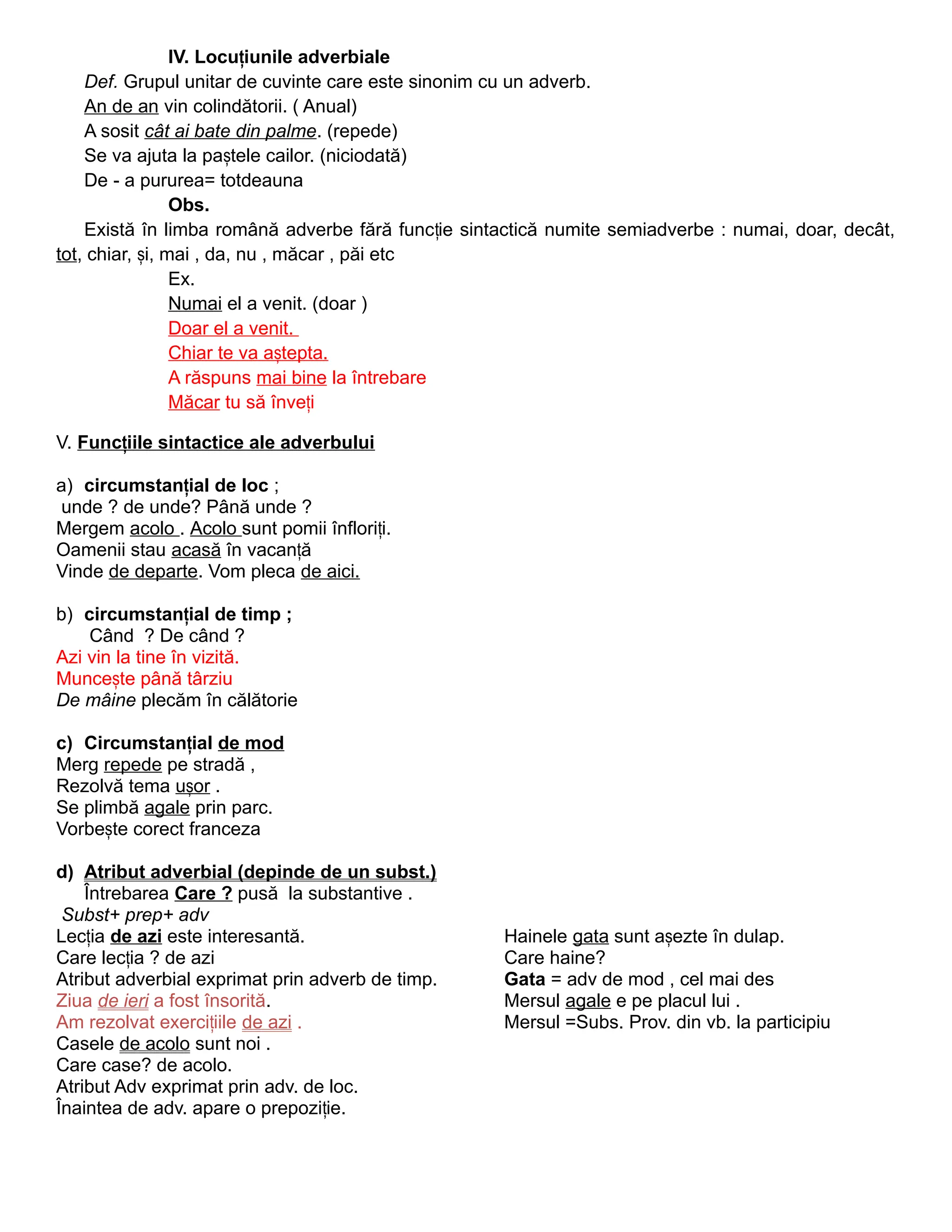 ADVERBUL - definitie , clasificare grade de comparatie | PDF