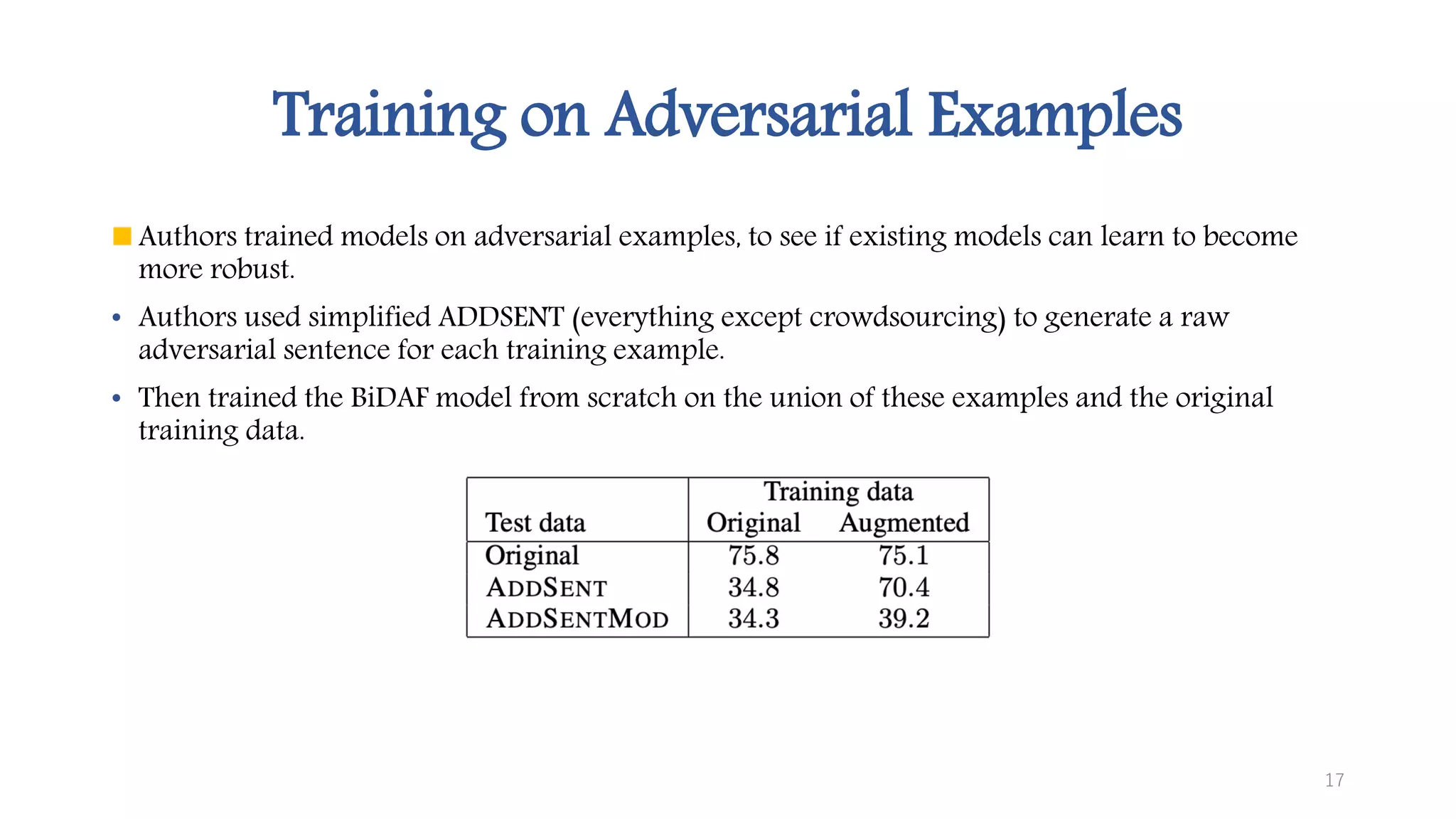 Adversarial examples reading comprehension system | PPTX | Programming ...