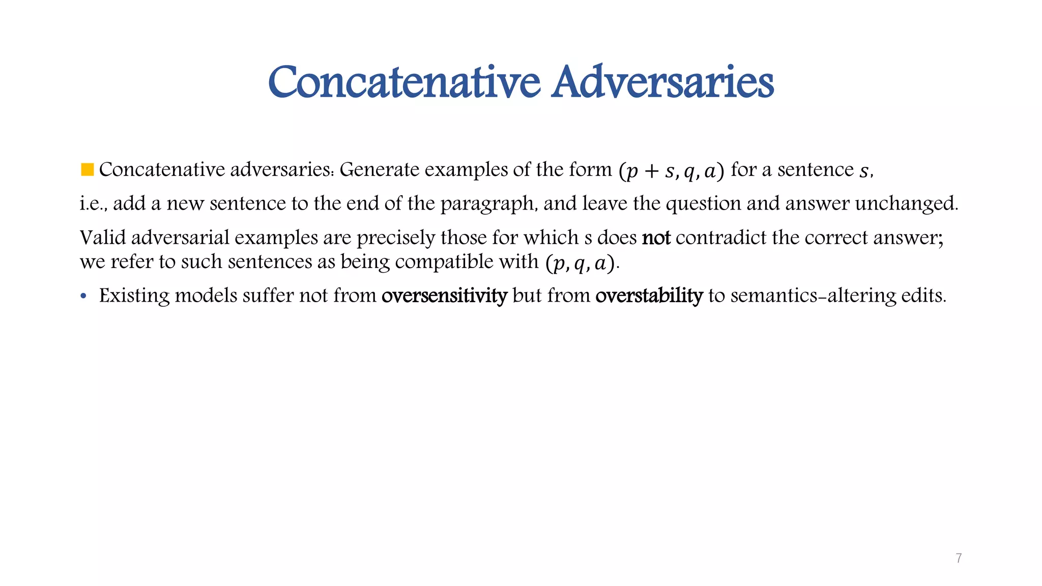 Adversarial Examples Reading Comprehension System Ppt