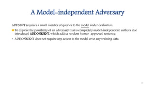Adversarial examples reading comprehension system | PPTX | Programming ...