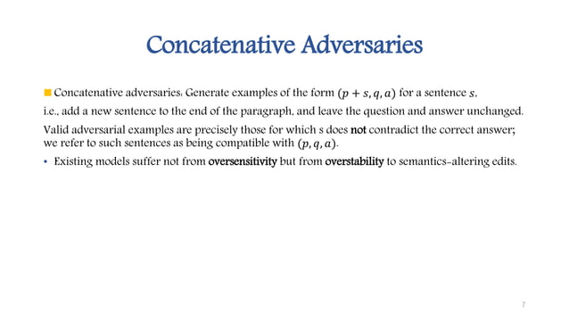 Adversarial examples reading comprehension system | PPTX | Programming ...